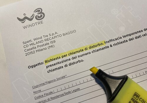 Modulo chiamate di disturbo Wind: PDF, istruzioni per l'invio