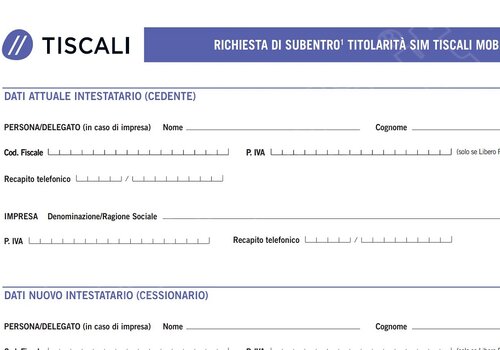 Cambio intestatario Tiscali: PDF e istruzioni