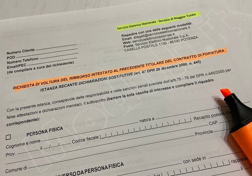 Modulo rimborso Servizio Elettrico Nazionale: PDF